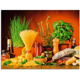 Artland Glasbild &raquo;Mediterranes und italienisches Essen&laquo; Lebensmittel 1 Stk. tlg. in verschiedenen Gr&ouml;&szlig;en bunt B/H/T: 60cm x 45cm, Glasbild Lebensmittel, 1 Stk