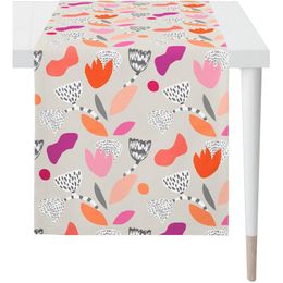 Apelt Tischl&auml;ufer &raquo;3807&laquo; pink Baumwolle, Polyester B/L: 140cm x 48cm, rechteckig