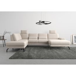 Sit & More sit&more Wohnlandschaft &raquo;Cinturo U-Form&laquo; inklusive Sitztiefenverstellung und Federkern, Sitzh&ouml;he 48 cm grau B/H/T: 345cm x 91cm x 226cm, Luxus-