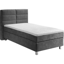 Westfalia Schlafkomfort Boxspringbett wahlweise mit Kaltschaum-Topper grau Bezug: 100% Polyester;Polsterung: 100% Polyester Microvelours Ohne Topper, Liegefl&auml;che B/L: 100cm x