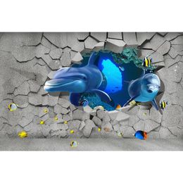 papermoon Fototapete &raquo;3D DESIGN Delfine im Ozean XXL&laquo; bunt Vlies B/L: 2,5m x 1,86m, Bahnen: 5 Stk.