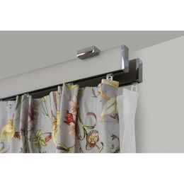 Garesa Gardinenstange &raquo;FLAT&laquo; 2 l&auml;ufig-l&auml;ufig Wunschma&szlig;l&auml;nge Rechteckprofil, perfekter Lauf, modern, verl&auml;ngerbar, mit Endkappe silber Aluminium B/L: 