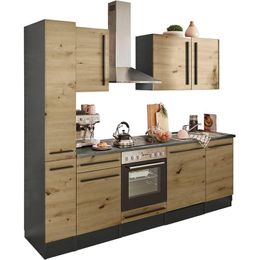 BASIC by Balculina K&uuml;chenzeile &raquo;Jazz&laquo; Breite 250 cm, wahlweise mit E-Ger&auml;ten beige B/H/T: 250cm x 211cm x 60cm,mit E-Ger&auml;ten,mit Einbausp&uuml;le