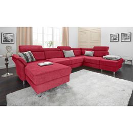 Sit & More sit&more Wohnlandschaft &raquo;Avignon U-Form&laquo; optional Schlaffunktion & Stauraum, inklusive Kopfteilverstellung rot Flachgewebe (90% Polyester, 10% 
