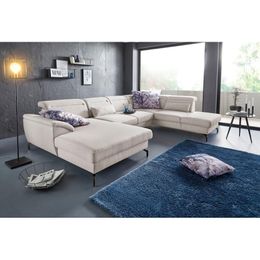 Sit & More sit&more Wohnlandschaft &raquo;Percy U-Form&laquo; 15 cm Fu&szlig;h&ouml;he, Sitztiefenverstellung, wahlweise in 2 Fu&szlig;farben beige B/H/T: 343cm x 235cm, Feinstruktur, 