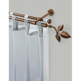 Garesa Gardinenstange &raquo;SHEET&laquo; &Oslash; 16 mm 2 l&auml;ufig-l&auml;ufig Wunschma&szlig;l&auml;nge Vorhanggarnitur, verl&auml;ngerbar, Knopf mit Bl&auml;tter, ohne Ringe braun Metall B/L: 