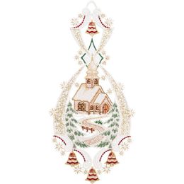 Fensterbild &raquo;Landschaft Kirche&laquo; Made in Germany bunt Polyester B/L: 17cm x 36cm