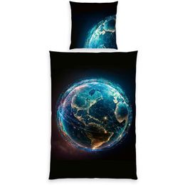 Herding's Young Collection Jugendbettw&auml;sche &raquo;Weltkugel&laquo; 2 Stk. mit tollem Motiv bunt Microfaser, Obermaterial: 100% Polyester B/L: 135cm x 200cm, 1 Stk., 1 Stk., Microfaser, B/L