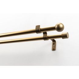 Garesa Gardinenstange &raquo;BOLTI mit offenem Tr&auml;ger&laquo; &Oslash; 16 mm 2 l&auml;ufig-l&auml;ufig Wunschma&szlig;l&auml;nge Vorhanggarnitur, verl&auml;ngerbar, Wandmontage, ohne Ringe gold 