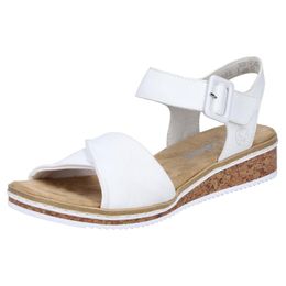 Rieker Damen Sandalette Keilsandale, Sommerschuh, Urlaubsschuh mit Klettriemchen wei&szlig; 41