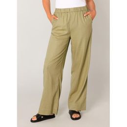 Base Level Damen Leinenhose &raquo;Yul&laquo; Sommerhose mit elastischem Bund gr&uuml;n 48, N-Gr