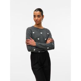 V&eacute;ro Moda Vero Moda Damen Rundhalspullover &raquo;VMDOFFY INTARSIA LS O-NCK PULLOV GA NOOS&laquo; Materialmix, regular fit wei&szlig; L