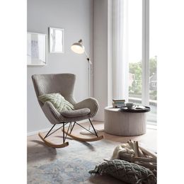 Salesfever Schaukelstuhl &raquo;Entspannung pur&laquo; () Bezug in moderner Cord-Optik grau Strukturstoff (100% Polyester), Metall, Massivholz B/H/T: 76cm x 103cm
