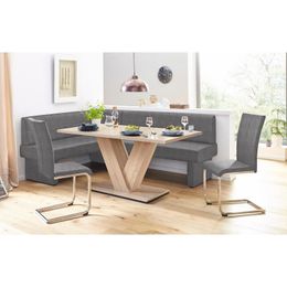 Home Affaire Eckbank &raquo;Nils&laquo; Sitz und R&uuml;cken gepolstert, verschiedene Qualit&auml;ten grau Holzwerkstoff, Massivholz, Polyester B/H/T: 222cm x 89cm x 162cm,