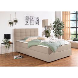 Home Affaire Boxbett &raquo;Carde&laquo; wahlweise mit Bettkasten, in H2, H3 & H4 erh&auml;ltlich beige Struktur mit Bettkasten, Liegefl&auml;che B/L: 140cm x 220cm, H2 + 