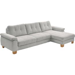 Die PlanBar Ecksofa &raquo;PP-LA19101 L-Form, Breite 316 cm&laquo; wahlweise mit Schlaffunktion und verstellbaren Kopfst&uuml;tzen, in Cord grau 88% Polyester;12% 