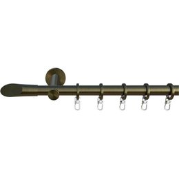 Indeko Gardinenstange &raquo;Marbella&laquo; &Oslash; 16 mm 1 l&auml;ufig-l&auml;ufig Wunschma&szlig;l&auml;nge Komplett-Set inkl. Ringen,Faltenlegehaken und Montagematerial Eisen B/L: 250cm