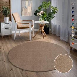 Sanat Teppich &raquo;UNI , auch als L&auml;ufer und Rund&laquo; rund 13 mm H&ouml;he robuster Kurzflorteppich, gro&szlig;e Farbauswahl, Wohnzimmer, alle R&auml;ume beige Kunstfaser &Oslash; 150cm 