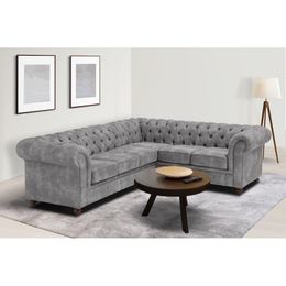 OTTO home Chesterfield-Sofa &raquo;Chesterfield Ecksofa, auch in Leder L-Form&laquo; hochwertige Knopfheftung, langer Schenkel links oder rechts w&auml;hlbar grau 