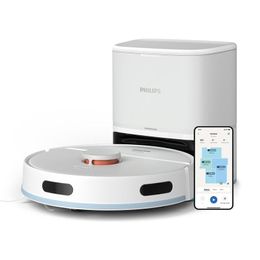 Philips Saugroboter &raquo;mit Wischfunktion XU2100/25 mit 6.000pa Saugkraft,&laquo; LDS-Radarnavigationssystem, HomeRun App, inkl. Entleerungsstation wei&szlig; 