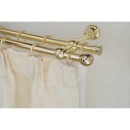Garesa Gardinenstange &raquo;ANDREA&laquo; &Oslash; 20 mm 2 l&auml;ufig-l&auml;ufig Wunschma&szlig;l&auml;nge Vorhanggarnitur, verl&auml;ngerbar, Endknopf Kugel kurz, mit Ringen grau Metall B/L: 