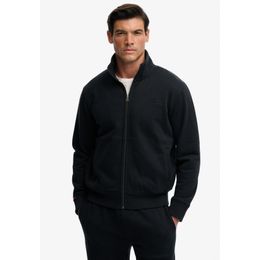 Superdry Herren Sweatshirt "ESSENTIAL LOGO TRACK TOP", schwarz, Gr. M, meliert, angeraute Sweatware, Obermaterial: 70% Baumwolle, 30% Polyester,
