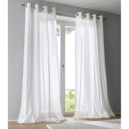 Kutti Vorhang &raquo;Brondby&laquo; &Ouml;sen 1 Stk. tlg. Landhausgardine Leinenoptik Natur wei&szlig; Leinenstruktur, Polyester 175cm, &Ouml;sen, 135cm