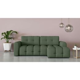 OTTO home Ecksofa &raquo;Manilla, wahlweise mit Bettfunktion, B/T/H 265/170/91 cm&laquo; L-Form mit Recamiere rechts/links bestellbar, Wellenunterfederung gr&uuml;n 