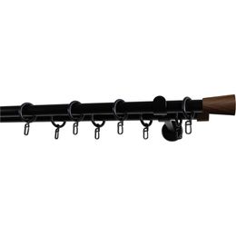 Garesa Gardinenstange &raquo;Lina mit Keil&laquo; 2 l&auml;ufig-l&auml;ufig Wunschma&szlig;l&auml;nge Vorhanggarnitur verl&auml;ngerbar Wandmontage schwarz B/L: 410cm, 2 l&auml;ufig