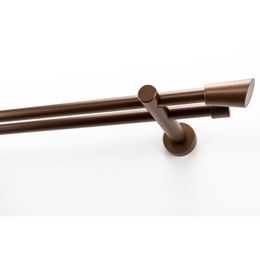 Garesa Gardinenstange &raquo;MOLIS&laquo; &Oslash; 20 mm 2 l&auml;ufig-l&auml;ufig Wunschma&szlig;l&auml;nge Vorhanggarnitur, verl&auml;ngerbar, Wandmontage, Keil, ohne Ringe braun Holzwerkstoff,
