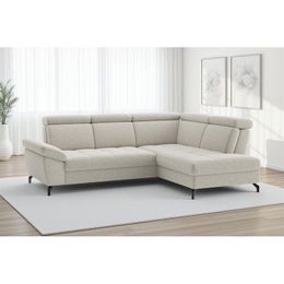 Sit & More sit&more Ecksofa &raquo;Vanity; L-Form, B. 254 cm&laquo; Inkl.Sitz-,Kopf-und Armteilverstellung 100% Polyester B/H/T: 254cm x 84cm x 197cm, Flachgewebe, Ottomane 