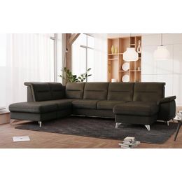 Sit & More sit&more Wohnlandschaft &raquo;Astoria U-Form&laquo; wahlweise mit motorischer Relaxfunktion gr&uuml;n 100% Polyester B/H/T: 329cm x 91cm x 225cm, Luxus-Microfaser in 