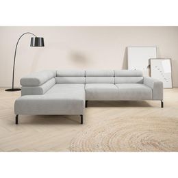Home Affaire Ecksofa &raquo;Antonelli, L-Form, inkl. Kopfteilverstellung, Breite 276 cm&laquo; ohne Sitztiefenverstellung, in Feincord, silber silber 95% 