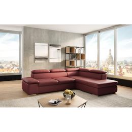 Sit & More sit&more Ecksofa &raquo;Valantine L-Form, B: 272 cm&laquo; mit Arm- & Kopfteilverstellung, optional mit Schlaffunktion rot NaturLEDER ;Spannstoff B/H/T: 272cm x 