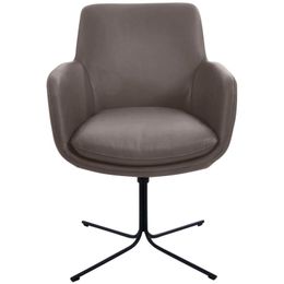 K+w Komfort & Wohnen K+W Komfort & Wohnen Esszimmerstuhl &raquo;Pego Drehstuhl&laquo; () filigranem 4-Fu&szlig;-Gestell in schwarz braun B/H/T: 59cm x 84cm x 65cm, Leder CLOUD