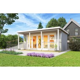Nordic Holz Gartenhaus &raquo;LIVERPOOL 2&laquo; grau Massivholz Fu&szlig;boden im Gartenhaus, ohne Dacheindeckung