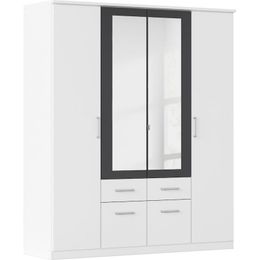 Rauch Kleiderschrank &raquo;Dreht&uuml;renschrank Schrank Garderobe BURANO&laquo; mit Schubladen und Spiegelumrandung in Farbabsetzung MADE IN GERMANY wei&szlig; 