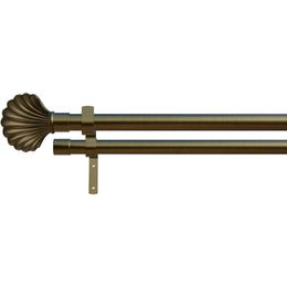 Indeko Gardinenstange &raquo;Volterra&laquo; &Oslash; 16 mm 2 l&auml;ufig-l&auml;ufig Wunschma&szlig;l&auml;nge gold Eisen B/L: 350cm &Oslash; 16mm, 1 Stk., 2 l&auml;ufig