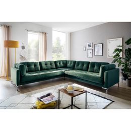 Trends by HG Wohnlandschaft &raquo;Landau U-Form&laquo; in Cord-Stoff mit Metallfu&szlig; gr&uuml;n B/H/T: 265cm x 75cm x 264cm, Microvelours, gleichschenklig