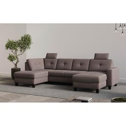 OTTO home Wohnlandschaft &raquo;Varese&laquo; wahlweise mit Schlaffunktion und Bettkasten grau 90% Polyester 10% Polyamid B/H/T: 304cm x 91cm x 170cm, Struktur, 