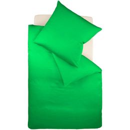 Fleuresse Bettw&auml;sche &raquo;Colours in 135x200, 155x220 oder 200x200 cm&laquo; 2 Stk. Bettw&auml;sche aus 100% Baumwolle, uni, mit Rei&szlig;verschluss gr&uuml;n Mako-Satin, 