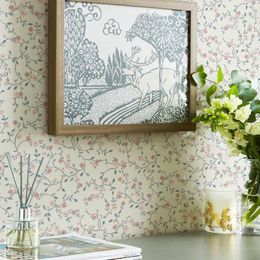 Laura Ashley Vliestapete &raquo;Blencow Sprig&laquo; gebl&uuml;mt glatt 10mx52cm (ca. 5m2) blau Vlies B/L: 0,52m x 10m, Rollen: 1