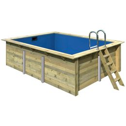 Karibu Rechteckpool &raquo;Holzpool Roma BxLxH: 353x400x124 cm&laquo; 44 mm kesseldruckimpr&auml;gniertes Fichtenholz &Oslash;/B/H/L: 564cm x Breite 353cm x H&ouml;he 124cm x L&auml;nge 400cm