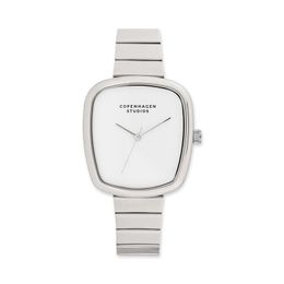 Copenhagen Studios Damen Quarzuhr &raquo;Curved Watch&laquo; Armbanduhr, Damenuhr, Edelstahlarmband, analog silber Einheitsgr&ouml;&szlig;e