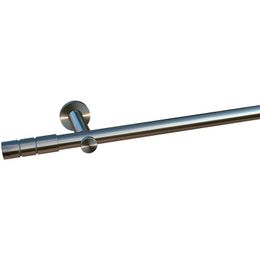 Indeko Gardinenstange &raquo;Hamburg&laquo; &Oslash; 20 mm 1 l&auml;ufig-l&auml;ufig Wunschma&szlig;l&auml;nge Komplett-Set inkl. Montagematerial silber Metall B/L: 100cm &Oslash; 20mm, 1 Stk., 1 