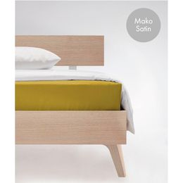 Fleuresse Spannbettlaken &raquo;Colours in Gr. 90x200, 140x200 oder 180x200 cm&laquo; Mako Satin, f&uuml;r Matratzen bis 23 cm H&ouml;he, Bettlaken, Spannbetttuch gr&uuml;n Mako