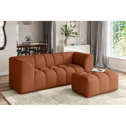 OTTO home 3-Sitzer &raquo;TUURE Verl&auml;ssliche Qualit&auml;t, moderne Steppung, Breite 227cm&laquo; Bubble Optik, hoher Sitzkomfort, Wellenunterfederung rot 100% 