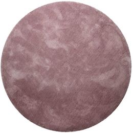 Teppich &raquo;Pisa&laquo; rund 25 mm H&ouml;he Hochflor, Microfaser, uni, weich, Shaggy, Wohnzimmer, Schlafzimmer rosa Polyester &Oslash; 120cm 1 Stk., 25mm, &Oslash; 120cm