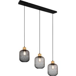 REALITY LEUCHTEN Pendelleuchte &raquo;CALIMERO&laquo; E27 1 Stk. Holz-Deko, Leuchtmittel frei w&auml;hlbar, Abh&auml;ngung 150cm, Schirm &Atilde; ̃ 18cm schwarz 3, &Oslash; 18cm H: 150cm
