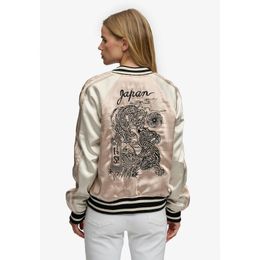 Superdry Damen Parka &raquo;SUIKAJAN EMBROIDERED BOMBER&laquo; Slim Fit, mit Rei&szlig;verschluss, aus Polyester und Kunstfaser beige S